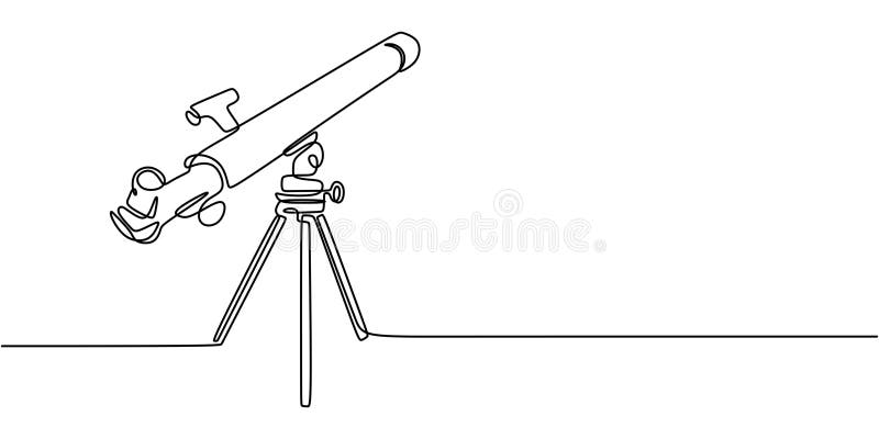 Continuous One Line Drawing of Telescope. Renaissance Era Exploration ...