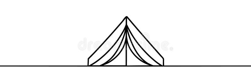 Continuous One Line Drawing of Tent Camping in Outdoor. Canvas Tent ...