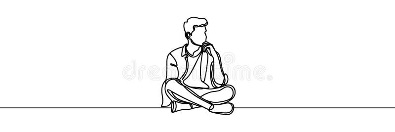 Continuous One Line Drawing of a Thinking Guy Stock Image - Image of ...