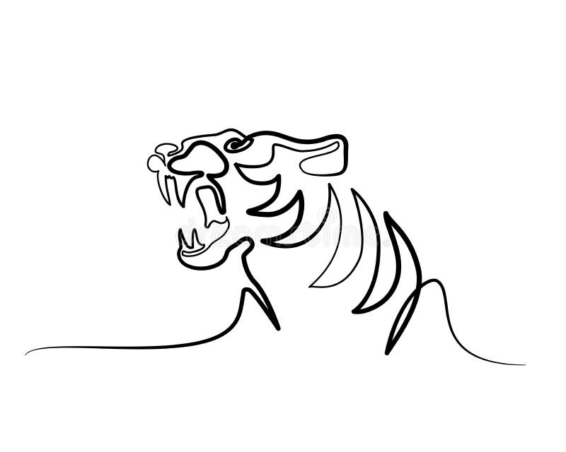 Continuous One Line Drawing Tiger Symbol Logo Stock Vector ... Continuous One Line Drawing Tiger Symbol Logo Stock Vector ...