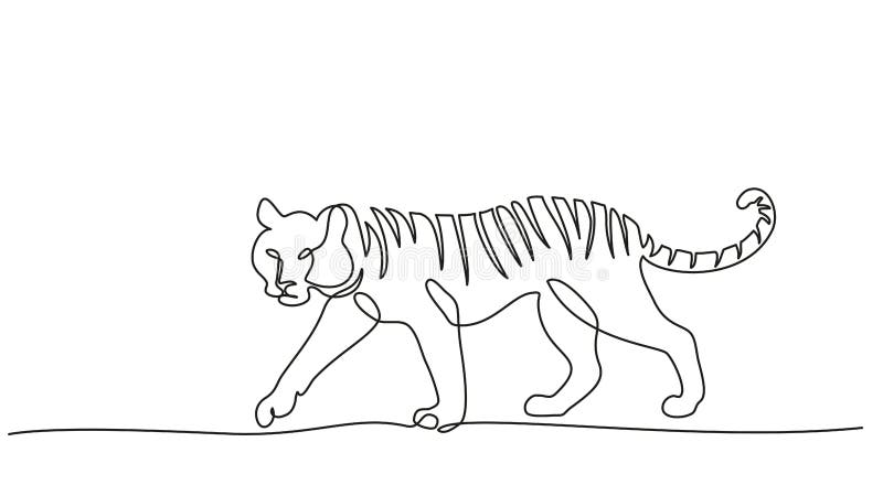 Continuous One Line Drawing. Tiger Walking Symbol. Stock Vector ... Continuous One Line Drawing. Tiger Walking Symbol. Stock Vector ...