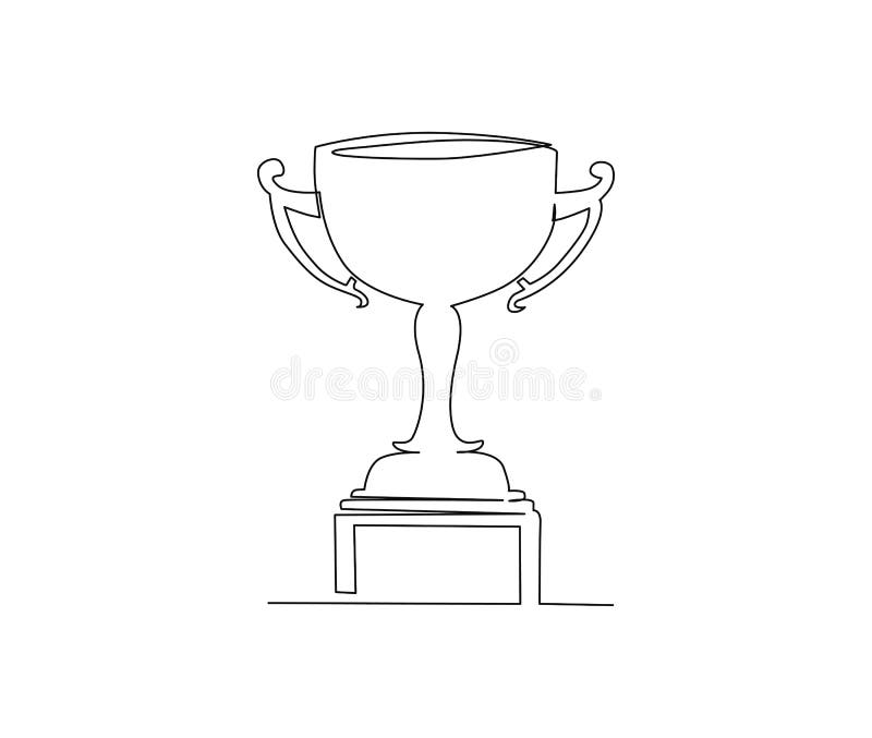 Continuous One Line Drawing of Trophy Cup Award. Winner Achievement ...