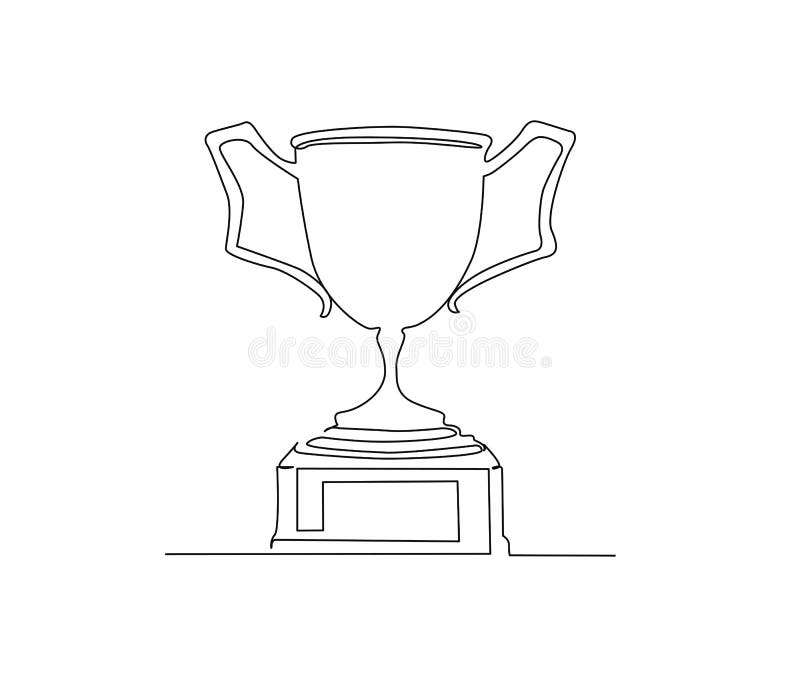 Continuous One Line Drawing of Trophy Cup Award. Winner Achievement ...