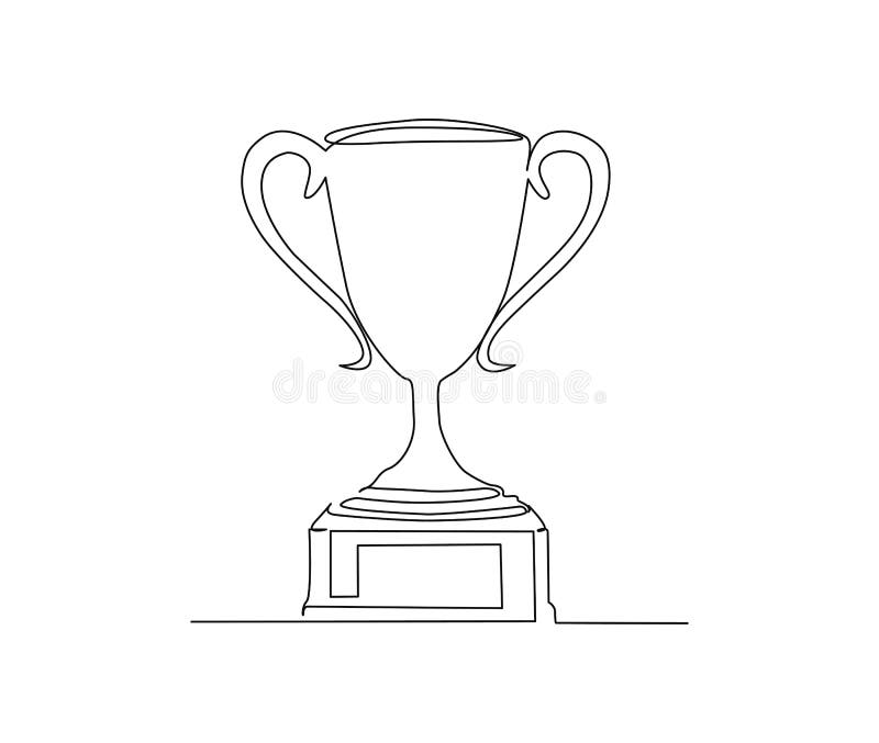 Continuous One Line Drawing of Trophy Cup Award. Winner Achievement ...
