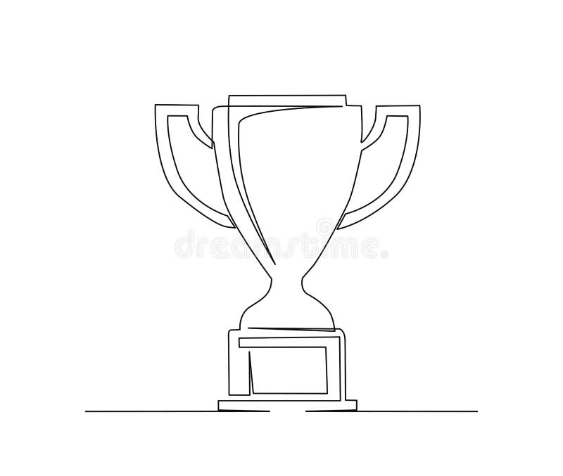 Continuous One Line Drawing of Trophy Cup Award. Winner Achievement ...