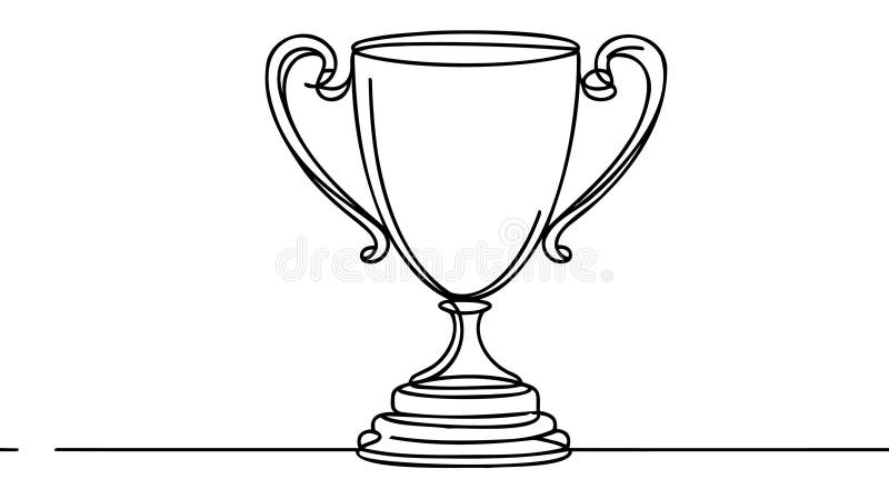 Continuous One Line Drawing of Trophy Cup Competition. Trophy Cup Line ...