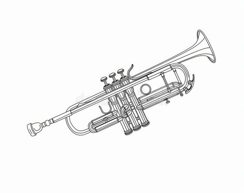 A Continuous One-line Drawing of a Trumpet Outline. a Modern ...