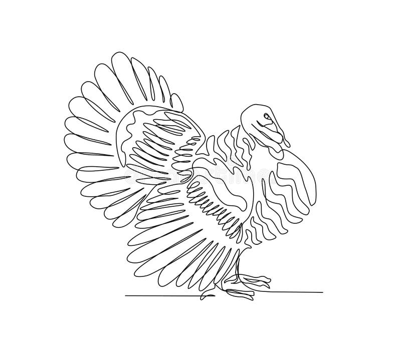 Continuous One Line Drawing of Turkey. Abstract Turkey Simple Line Art ...