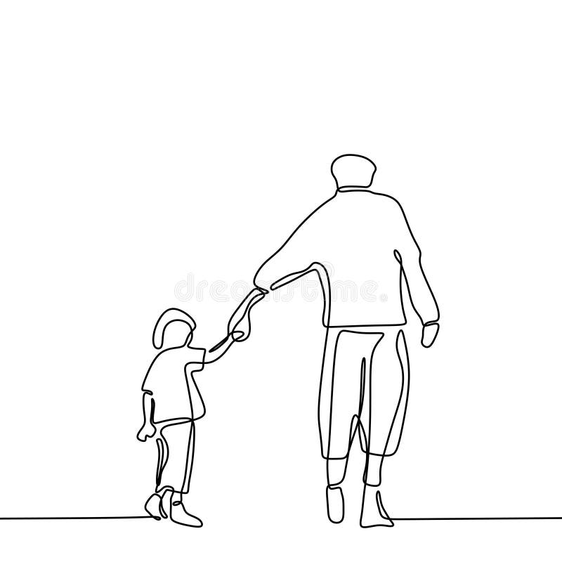Continuous Line Drawing of a Father and Son Lovely Family Concept ...