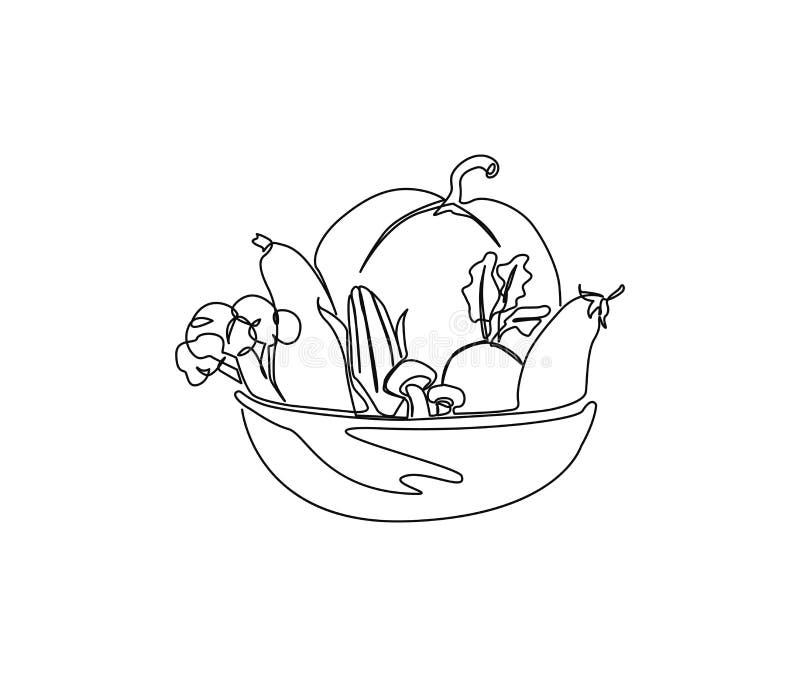 Continuous Line Vegetables Stock Illustrations – 670 Continuous Line ...