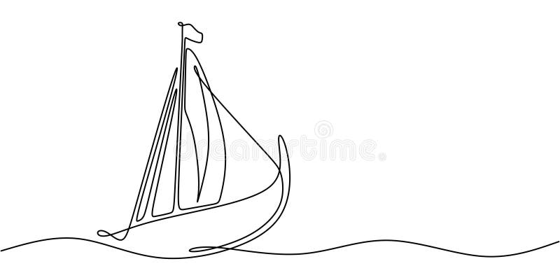 Continuous One Line Drawing of Viking Ship. Focusing on the Shape of ...