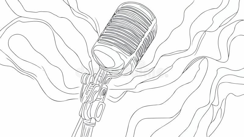 Continuous One Line Drawing of Vintage Microphone Stock Vector ...