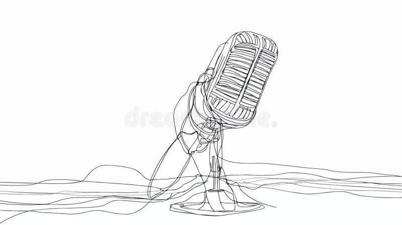 Continuous One Line Drawing of Vintage Microphone Stock Vector ...