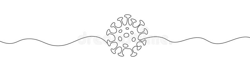 Continuous One Line Drawing Virus Sign. Hand Drawn Editable Stroke ...