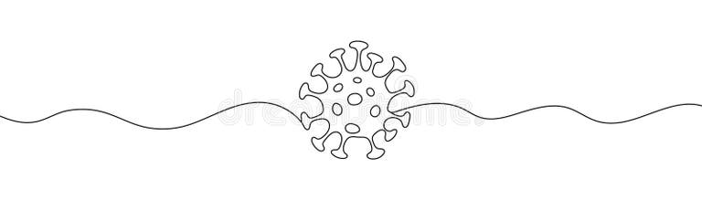 Continuous One Line Drawing Virus Sign. Hand Drawn Editable Stroke ...