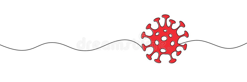 Continuous One Line Drawing Virus Sign. Hand Drawn Editable Stroke ...