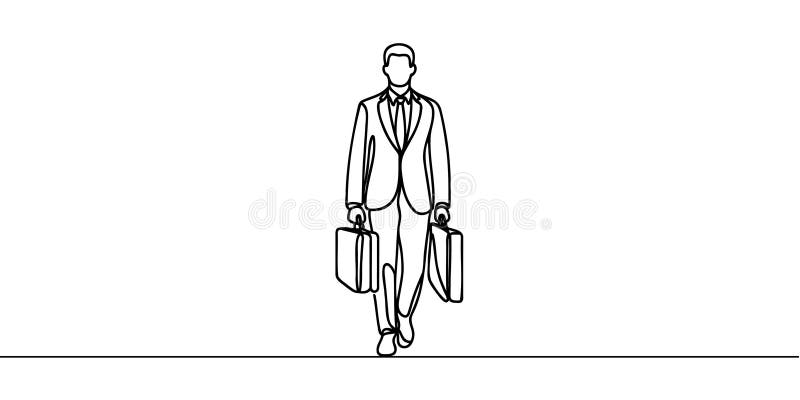 Continuous One Line Drawing of Walking Businessman in Suit Stock Vector ...