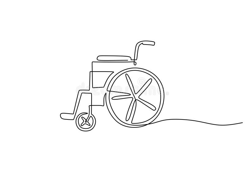 Continuous One Line Drawing of a Wheelchair for Individuals with ...