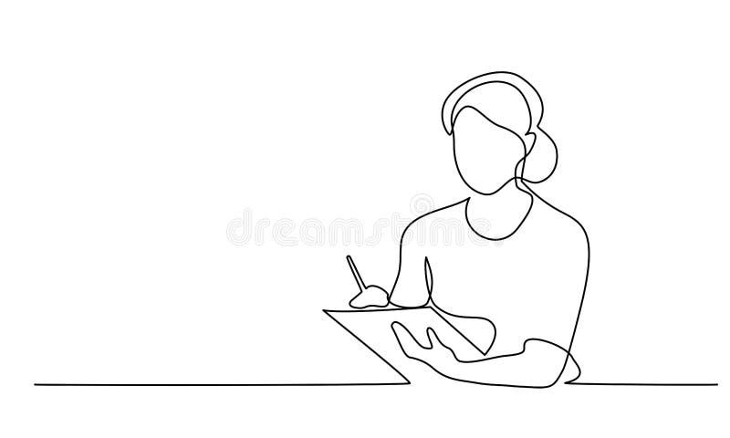 Man Looking for Ideas in Notebook Line Drawing Stock Vector ...