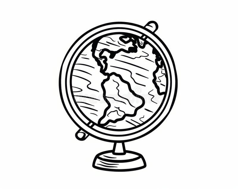A Continuous One-line Drawing of the World Map on a Globe. Globe Line ...
