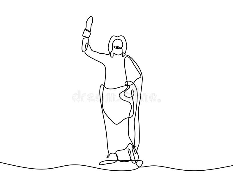 Continuous One Line Drawing of Zeus Minimalist Design Vector ...