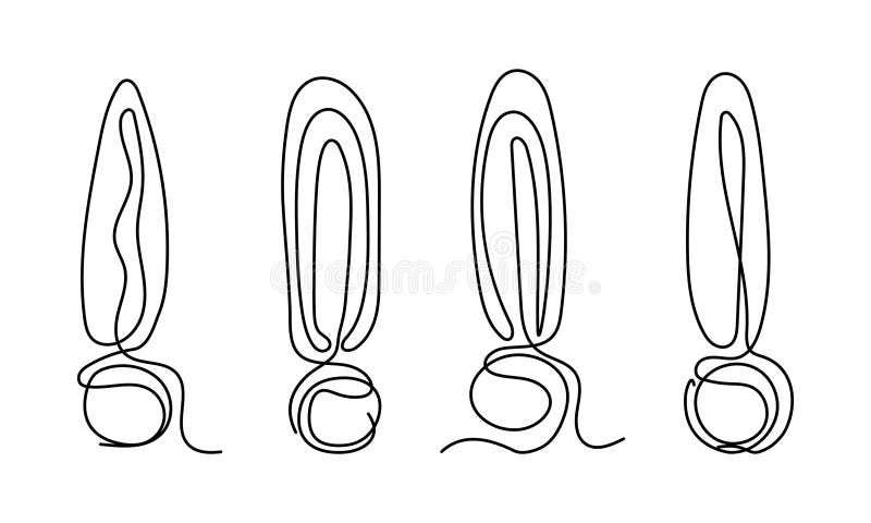Continuous One Line Exclamation Mark. Set of Line Art Exclamation Mark ...