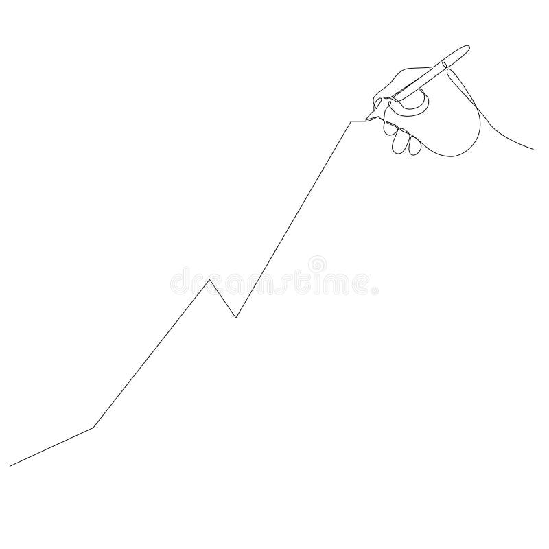 Continuous One Line Hand Draws a Growth Chart. Vector Illustration ...