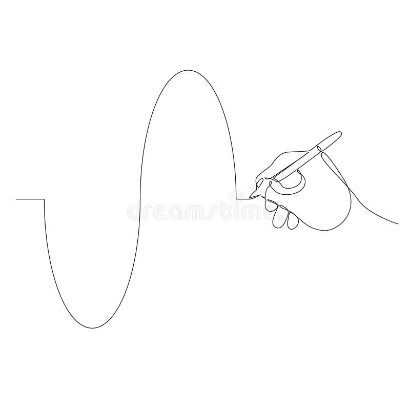 Continuous One Line Hand Draws a Sine Wave. Vector Illustration. Stock ...
