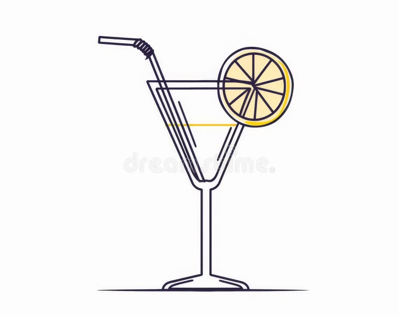 This is a Continuous One-line Illustration of a Cocktail with Lime. it ...