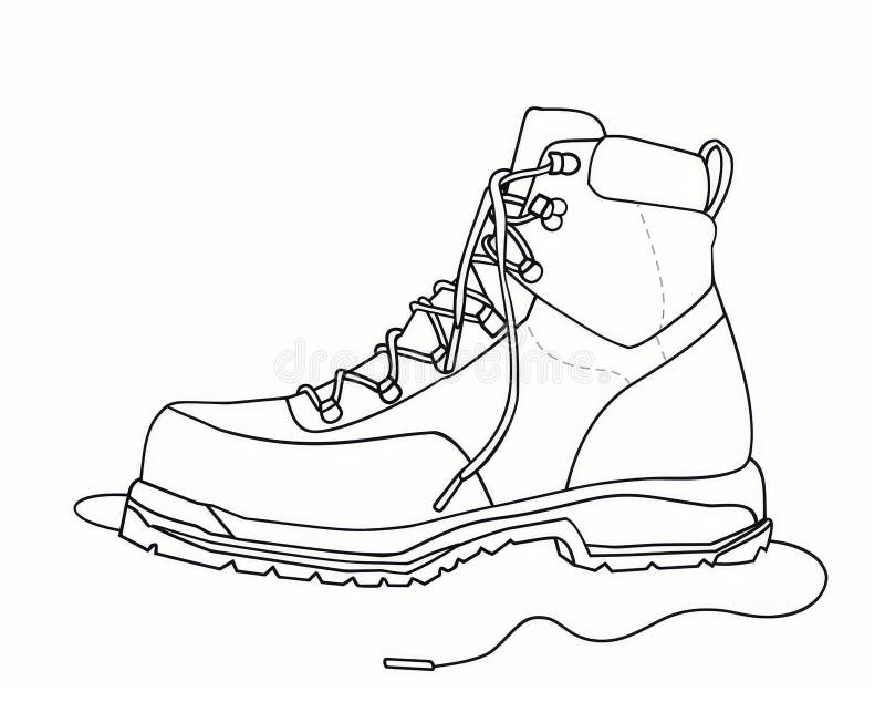 This is a Continuous One Line Illustration of a Pair of Work Boots ...