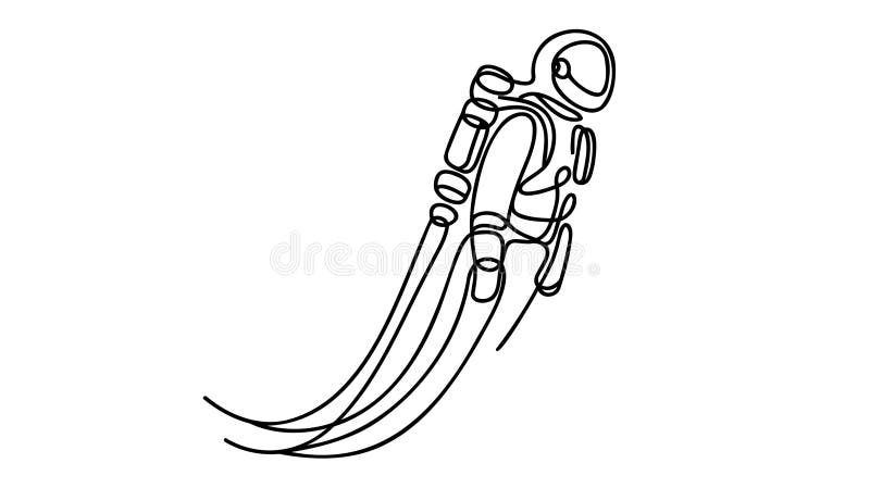 Continuous One Line of Jetpack Machine on White Background Stock Vector ...