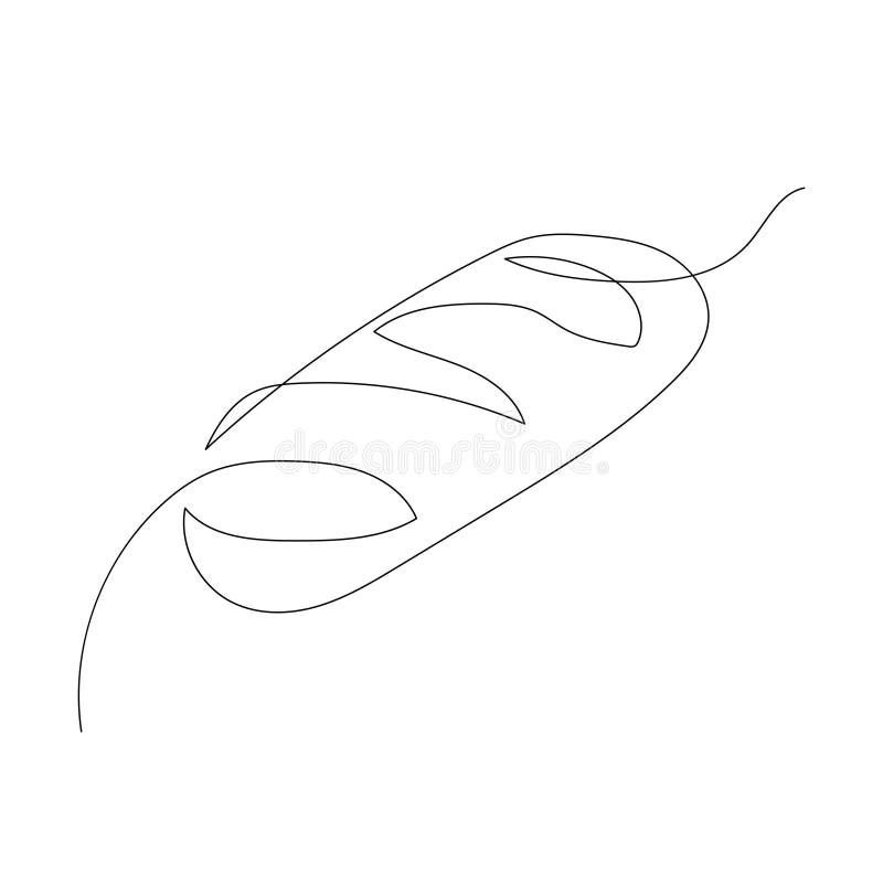 Continuous One Line Loaf of Bread. Vector Illustration Stock ...
