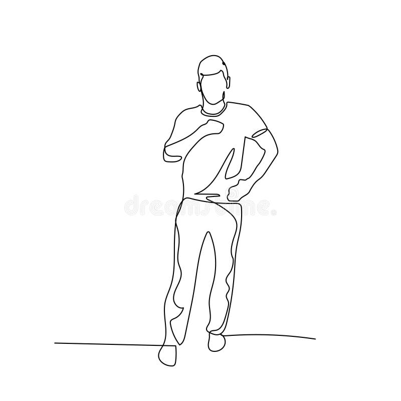 Continuous One Line Man Stand and Explain. Stock Illustration. Stock ...