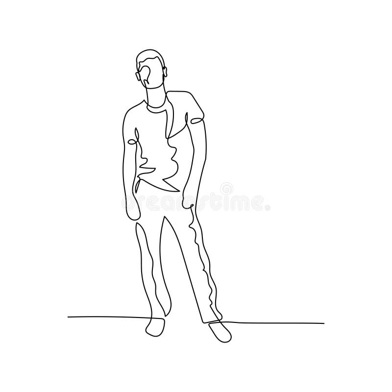 Continuous One Line Drawing. Standing Man. Vector Stock Vector ... Continuous One Line Drawing. Standing Man. Vector Stock Vector ...