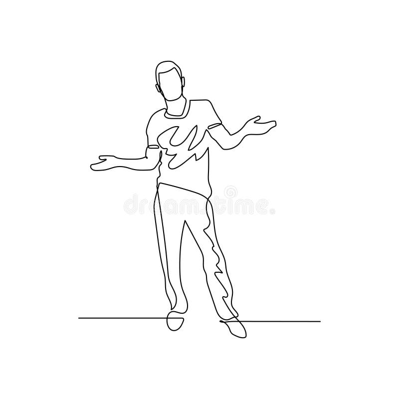 Continuous One Line Man Waving Human Relations And Feelings Stock