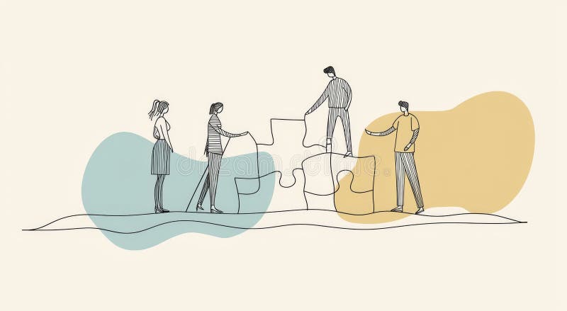 The Continuous One-line Modern Set of Modern Puzzle Pieces is a ...