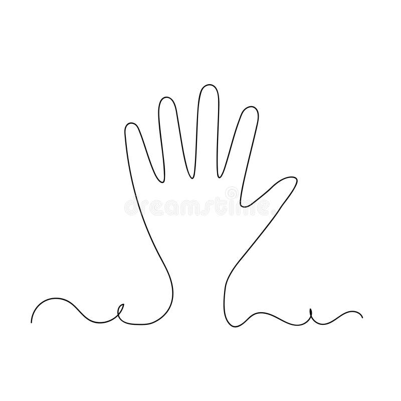 Continuous One Line Palm Hand Isolated Vector Illustration Stock ...