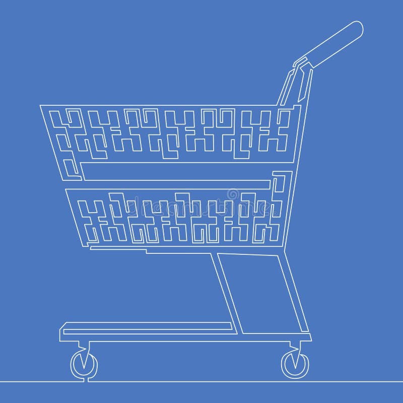 Continuous One Line Shopping Cart Vector Concept Stock Vector ...