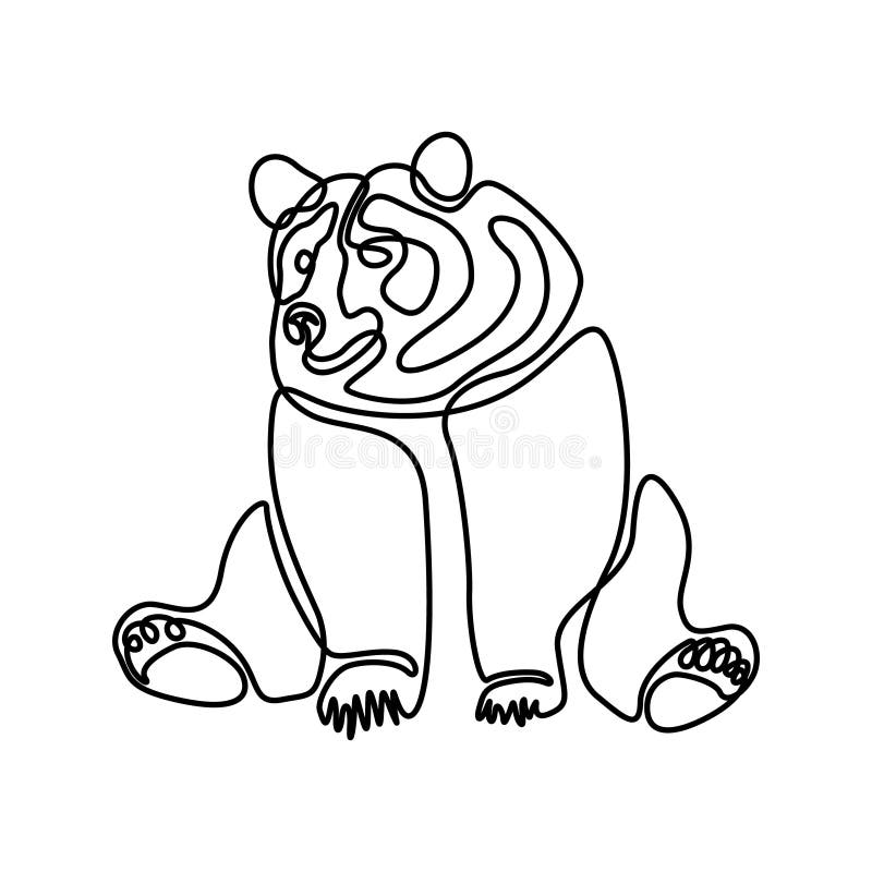Continuous One Line Sitting Bear. Vector Illustration. Stock Vector ...