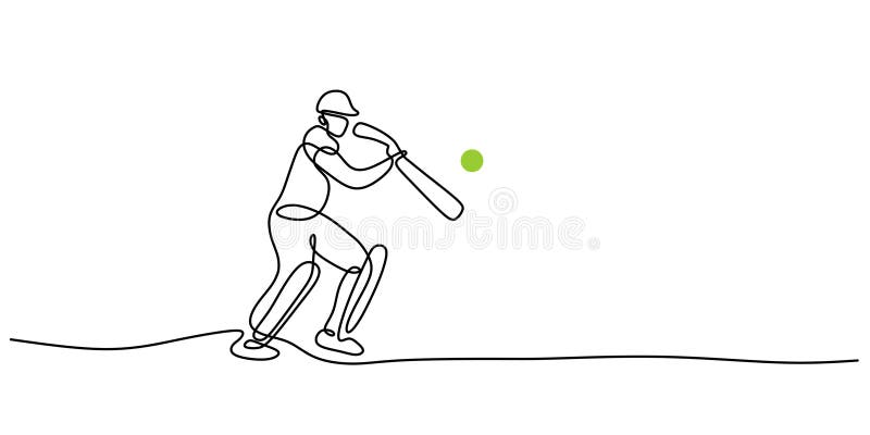 Continuous One Line Softball Player. Dynamic Pose Sports Activity ...