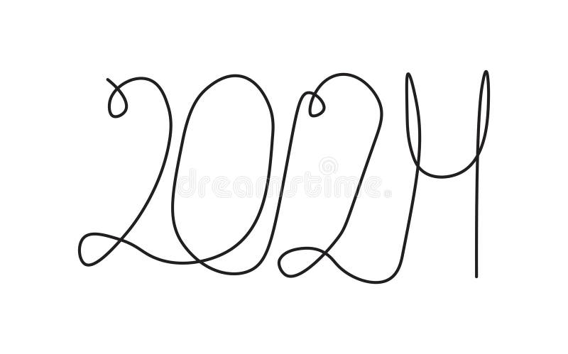 2024 Continuous One Line. Thin Line Art Freehand Font, Single Outline ...