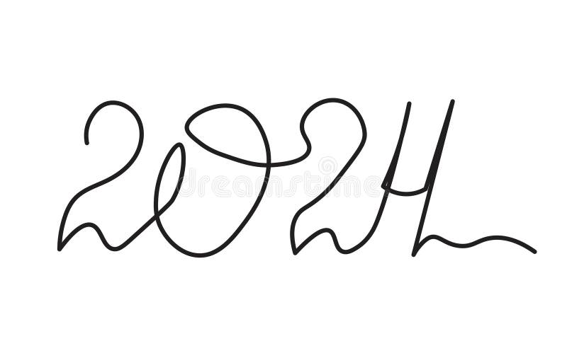 2024 Continuous One Line. Thin Line Art Freehand Font, Single Outline ...