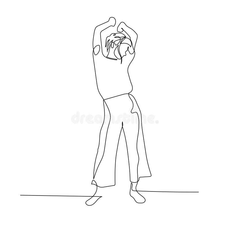 Continuous One Line Trance Dancing Woman. Vector Illustration. Stock ...