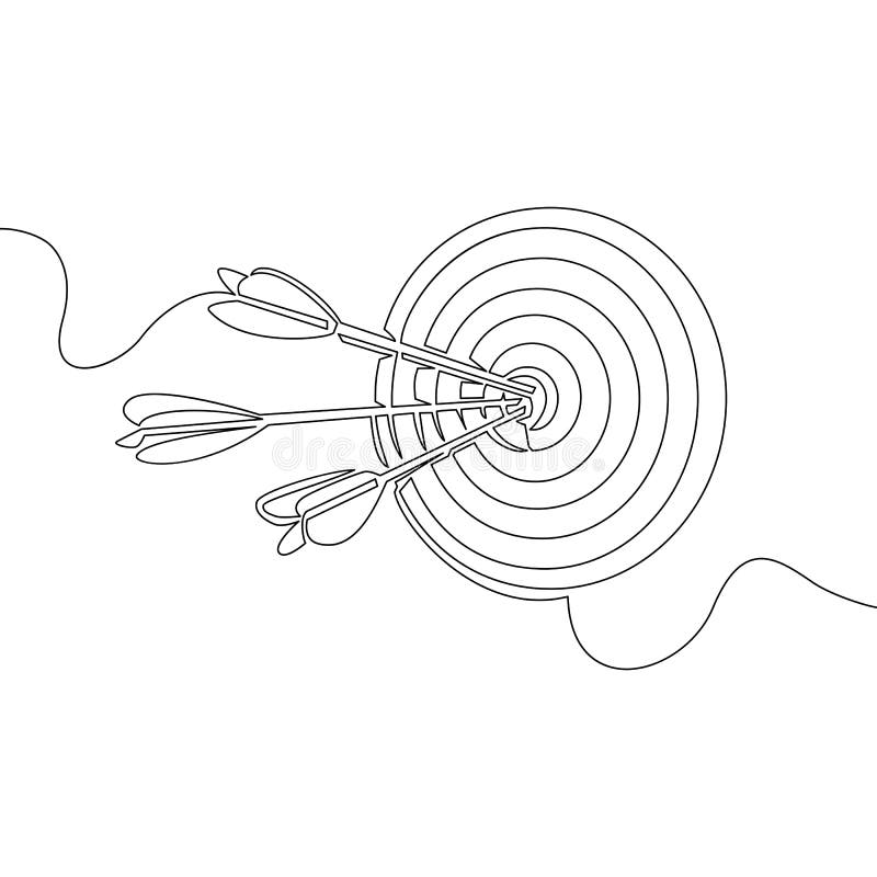 Continuous One Line Vector Arrows Sticking Target Stock Vector ...
