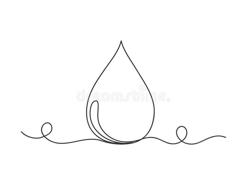 Continuous One Line Water Droplet Shape Vector Illustration Stock ...