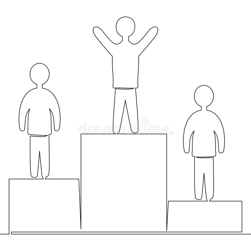 Continuous One Line Winner on Podium Concept Stock Vector ...