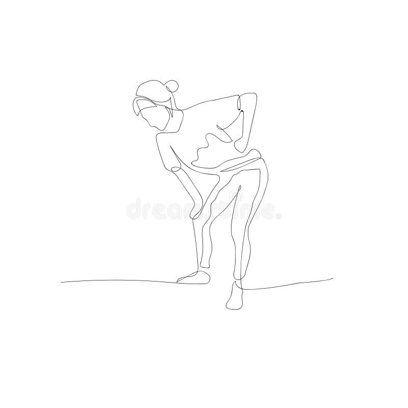 Continuous One Line Woman Bend Lower Back. Lower Back Pain. Vector ...