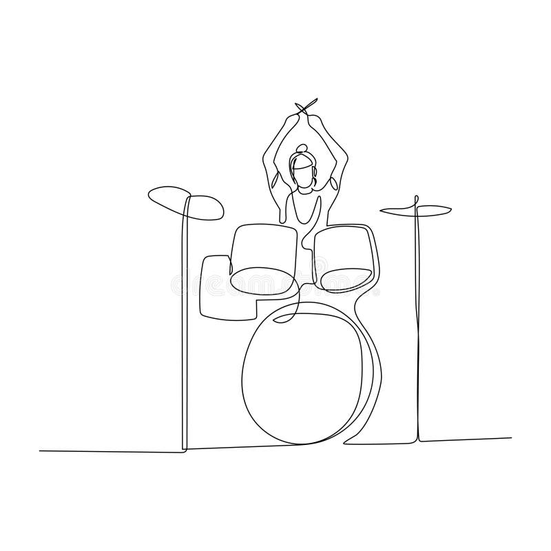 One Single Line Drawing Drums Stock Illustrations – 12 One Single Line ...