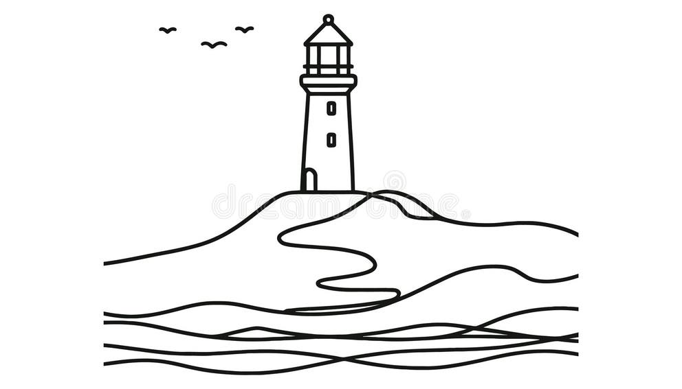 Continuous One Simple Line Drawing of a Lighthouse Stock Illustration ...