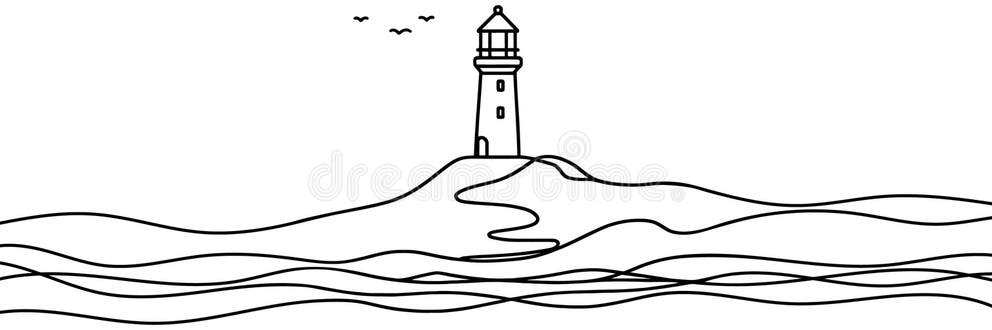 Continuous One Simple Line Drawing of a Lighthouse, Stock Vector ...